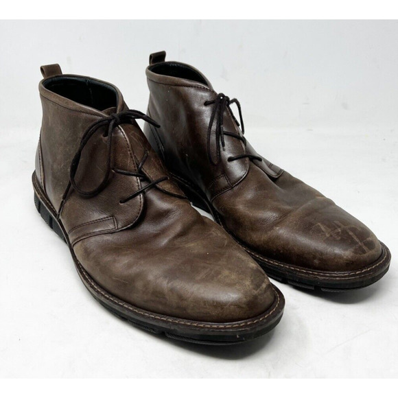 Ecco | Shoes | Ecco Shock Point Chukka Ankle Boots Leather Brown Mens ...